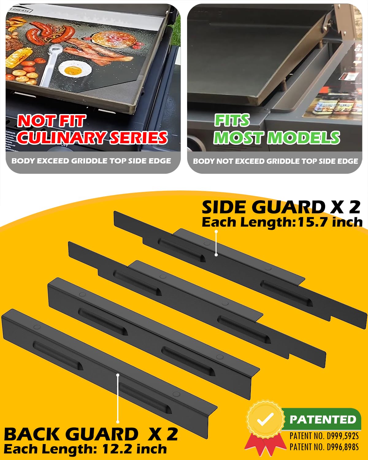 Upgraded Magnetic Wind Guards for Blackstone 28'' Griddle, Blackstone Griddle Accessories, Protect Flame, Hold Heat, Save Gas, Fit with Blackstone Grill Accessories, Black, Stainless Steel