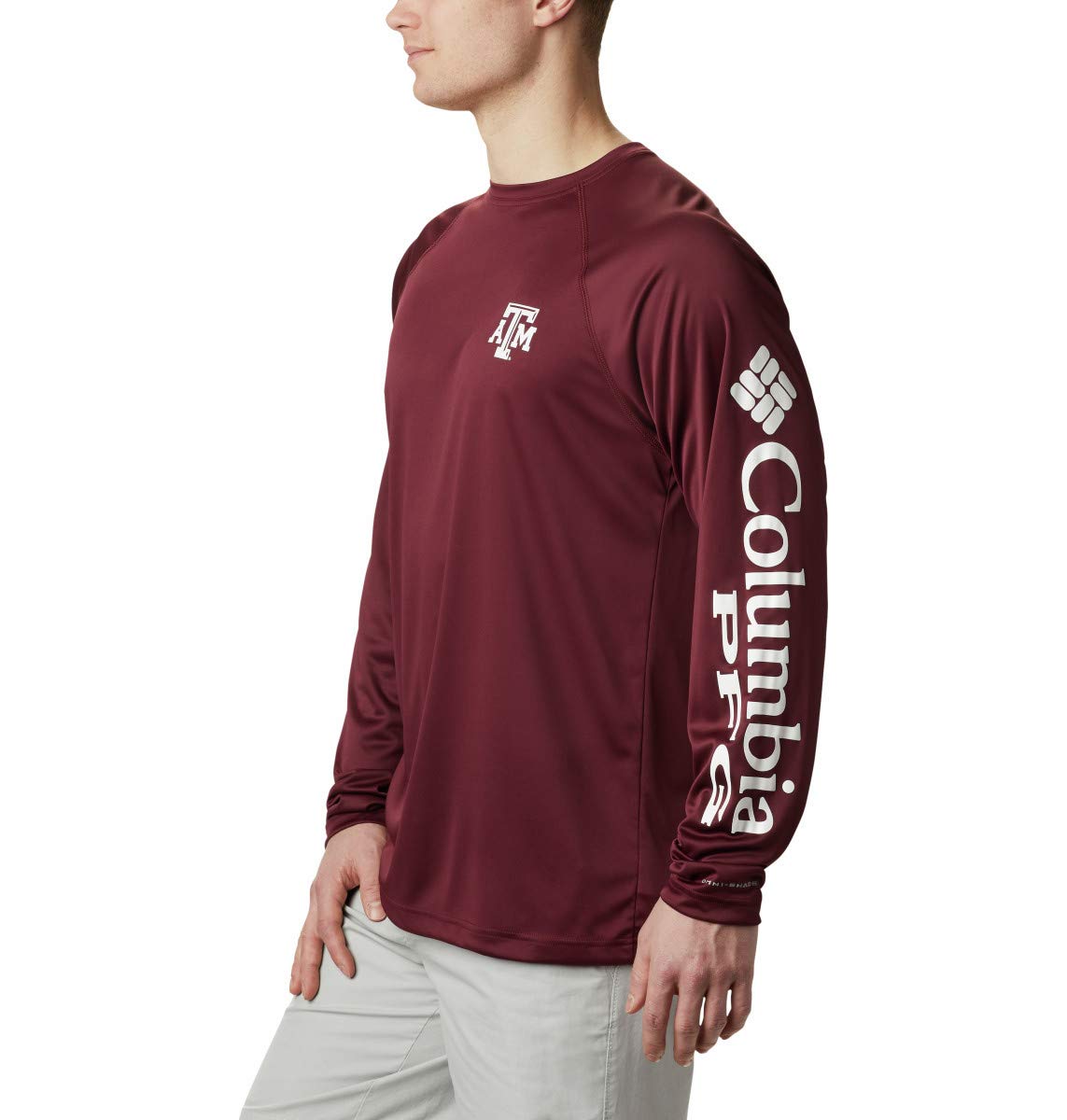 Columbia NCAA Texas A&M Aggies Men's Terminal Tackle Long Sleeve Shirt, 2X Big, TAM - Deep Maroon/White