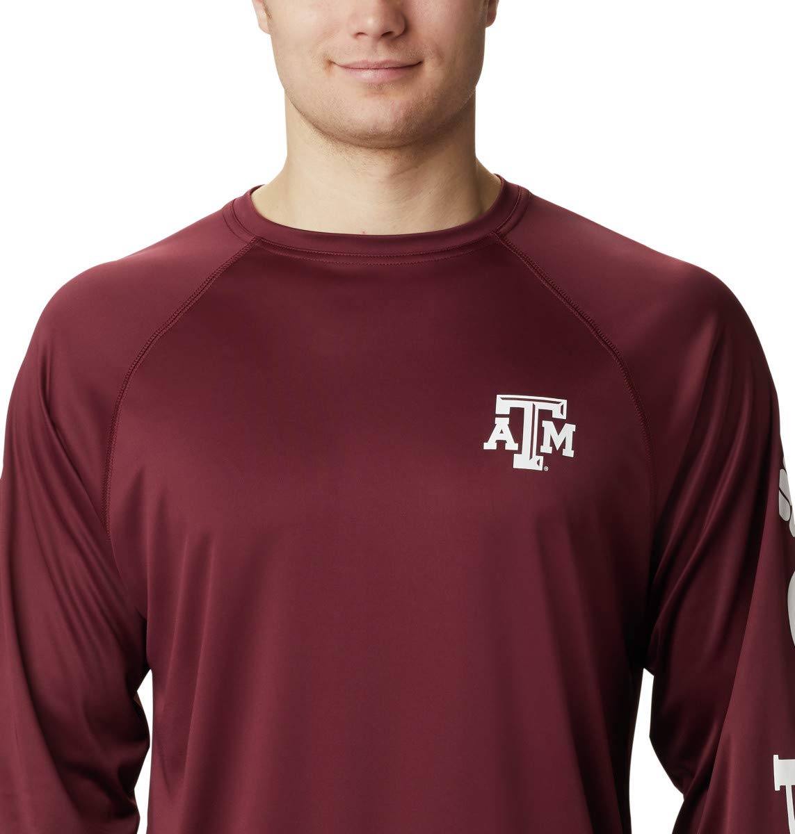 Columbia NCAA Texas A&M Aggies Men's Terminal Tackle Long Sleeve Shirt, 2X Big, TAM - Deep Maroon/White