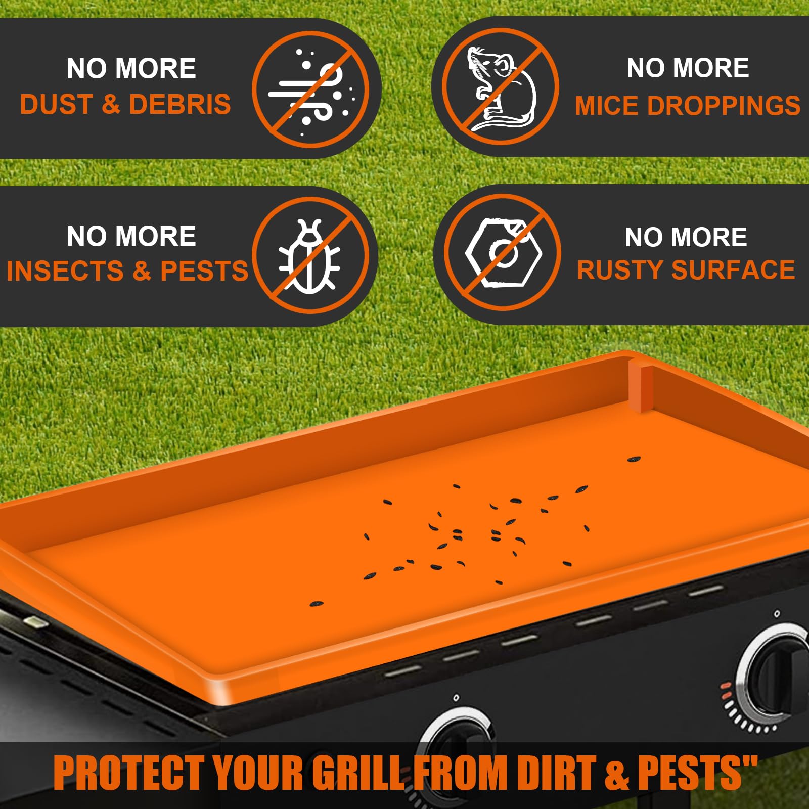 Silicone Griddle Mat Cover for Blackstone: 28 Inch Flat Top Grill Buddy Mats Griddle Grill Deck Protector Outdoor Camping Outside Cooking BBQ Accessories Orange