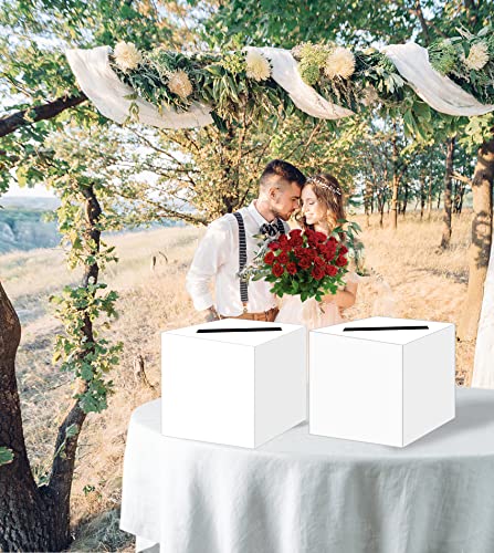 SietDESEO 4 Pack White Money Box Card Box Holder for Wedding Party Birthday Baby Shower Bridal Shower Raffle Ticket