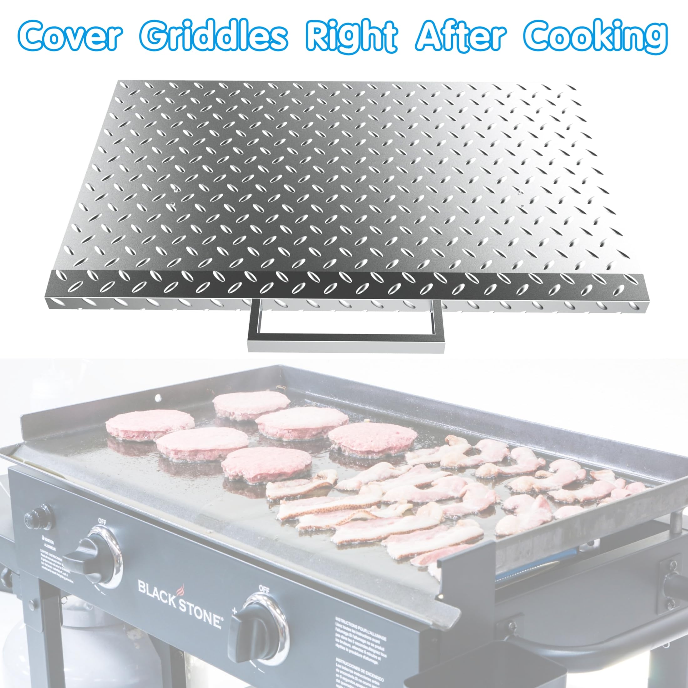 PARTAKER Griddle Hard Cover Lid for 28-Inch Blackstone 2-Burner Flat Top Grill Cooking System, Diamond Plate Stainless Steel Blackstone Griddle Accessory