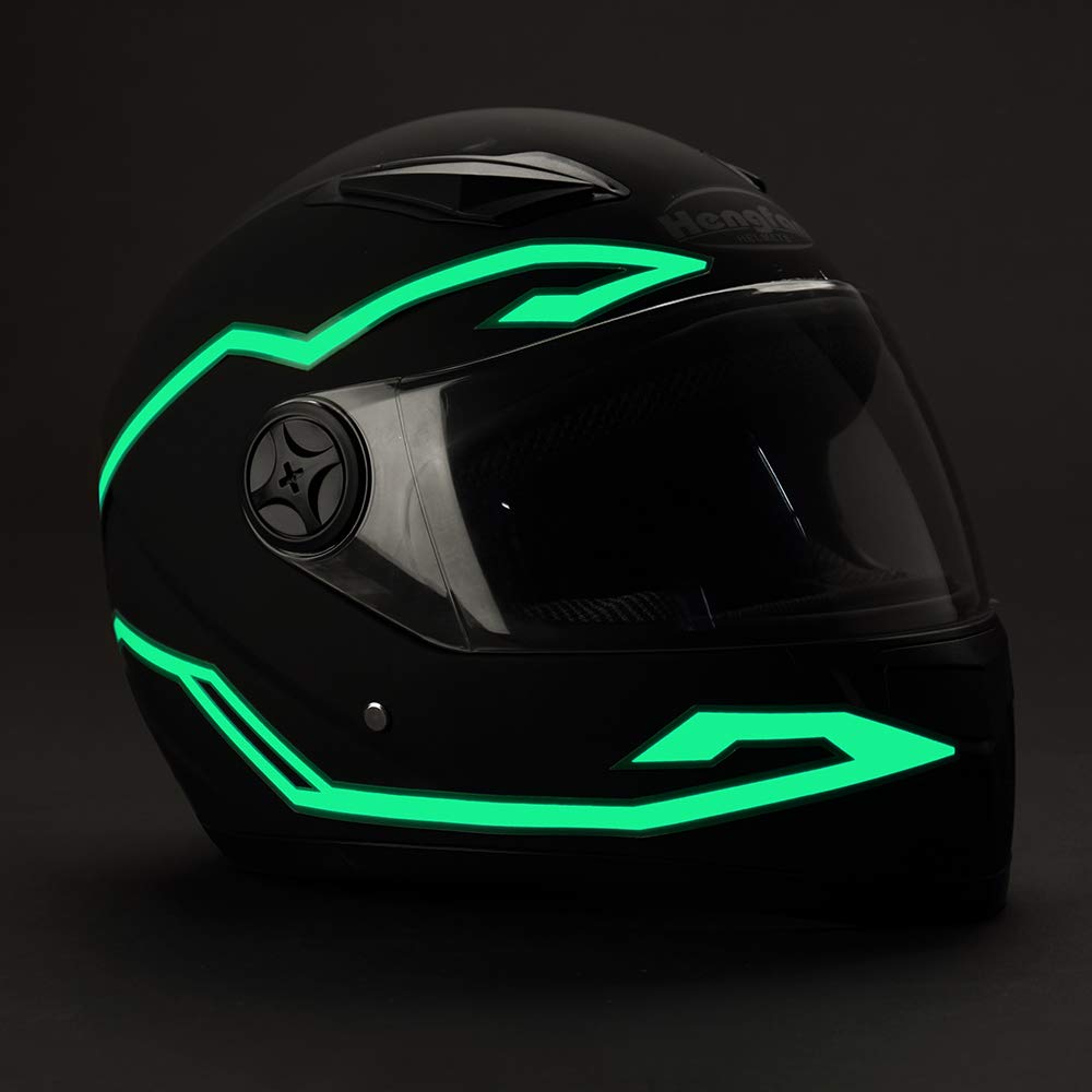 JIGUOOR 4PCS Motorcycle Helmet Light, Night Riding Signal EL Light, 3 Mode Led Helmet Light Strip Decoration Accessories Kit (Green, Battery Powered)