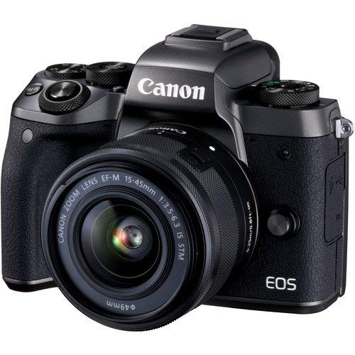 Canon EOS M5 Mirrorless Digital Camera (Black) Bundle w/Canon EF-M 15-45mm is STM & Tamron 70-300mm Di LD Lenses + Auto (EF/EF-S to EF-M) Mount Adapter + Gadget Bag + Accessories (Renewed)