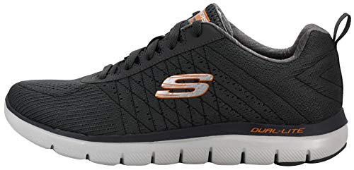 Skechers Men's Flex Advantage 2.0 - The Happs Oxford, Charcoal/Orange, 12 W US