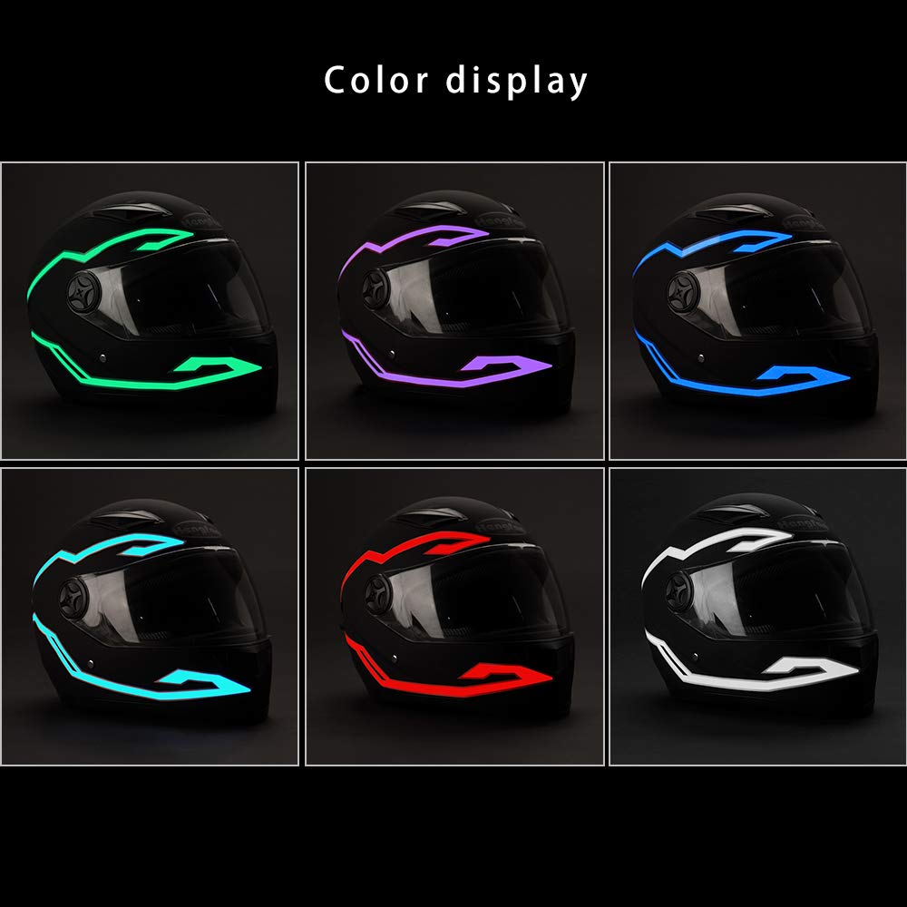 JIGUOOR 4PCS Motorcycle Helmet Light, Night Riding Signal EL Light, 3 Mode Led Helmet Light Strip Decoration Accessories Kit (Green, Battery Powered)