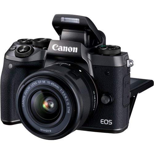 Canon EOS M5 Mirrorless Digital Camera (Black) Bundle w/Canon EF-M 15-45mm is STM & Tamron 70-300mm Di LD Lenses + Auto (EF/EF-S to EF-M) Mount Adapter + Gadget Bag + Accessories (Renewed)