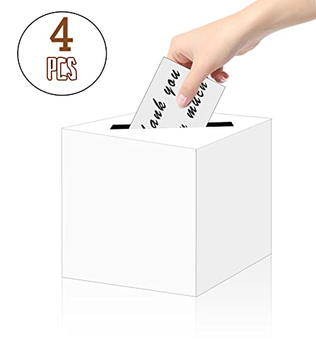 SietDESEO 4 Pack White Money Box Card Box Holder for Wedding Party Birthday Baby Shower Bridal Shower Raffle Ticket