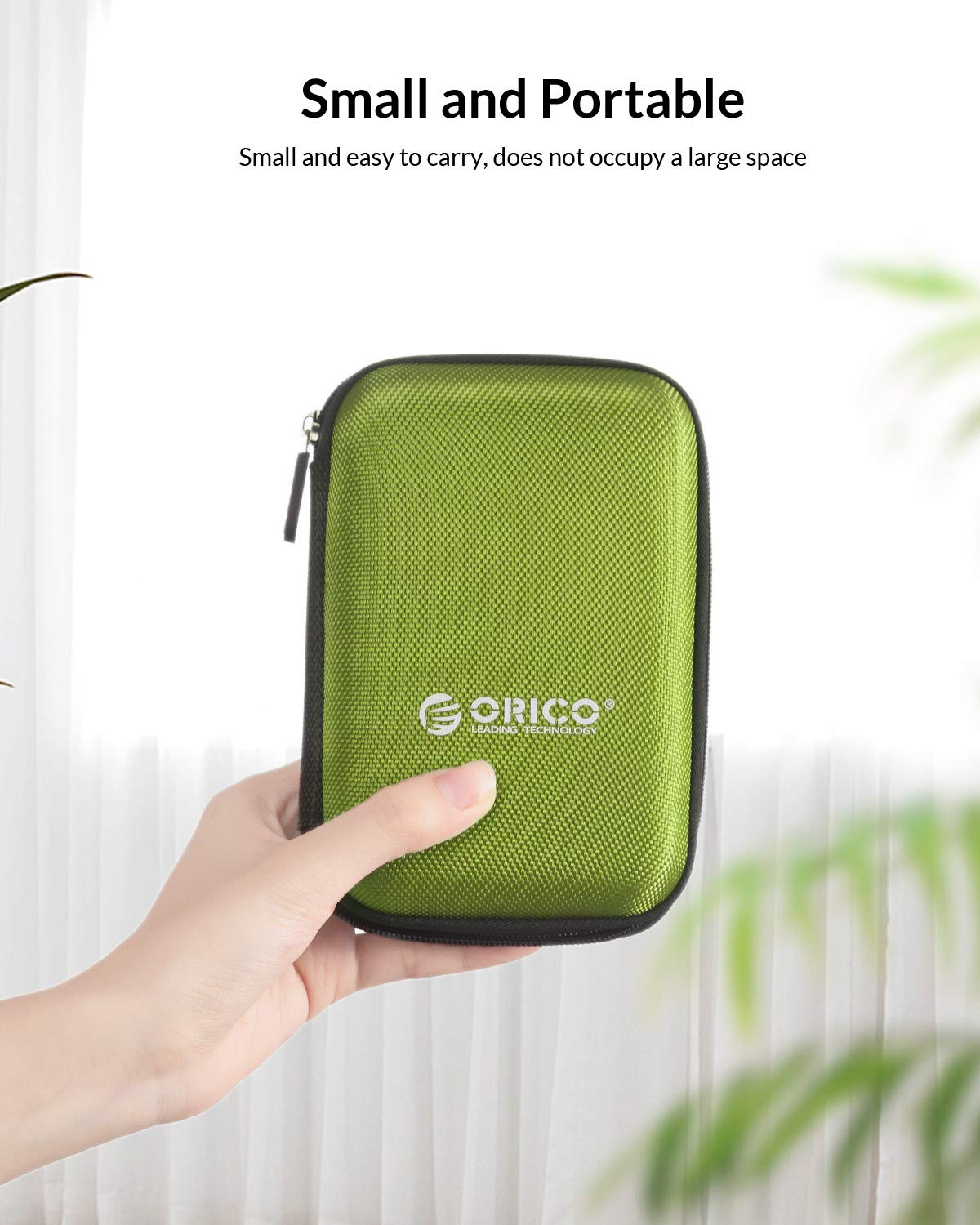 ORICO Hard Drive Case 2.5 inch External Drive Storage Carrying Bag Waterproof Shockproof with Inner Size 5.5x3.5x1.0inch for Organizing HDD and Electronic Accessories, Green(PHD-25)