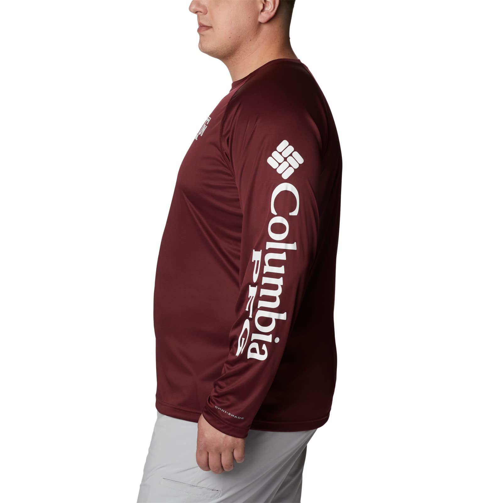 Columbia NCAA Texas A&M Aggies Men's Terminal Tackle Long Sleeve Shirt, 2X Big, TAM - Deep Maroon/White