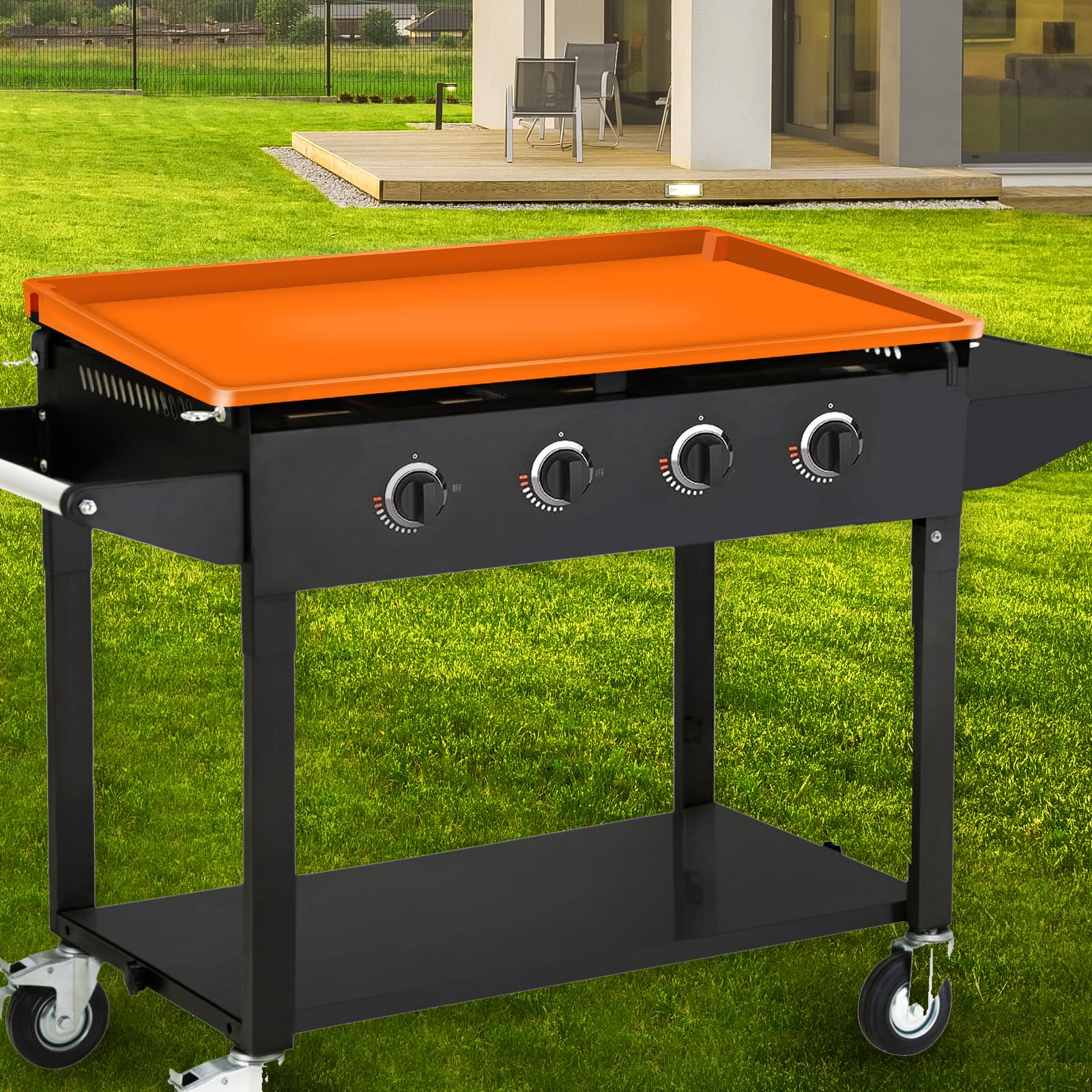 Silicone Griddle Mat Cover for Blackstone: 28 Inch Flat Top Grill Buddy Mats Griddle Grill Deck Protector Outdoor Camping Outside Cooking BBQ Accessories Orange