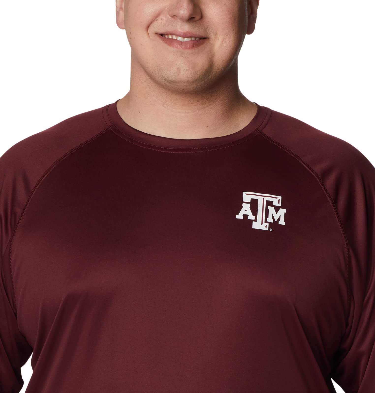 Columbia NCAA Texas A&M Aggies Men's Terminal Tackle Long Sleeve Shirt, 2X Big, TAM - Deep Maroon/White