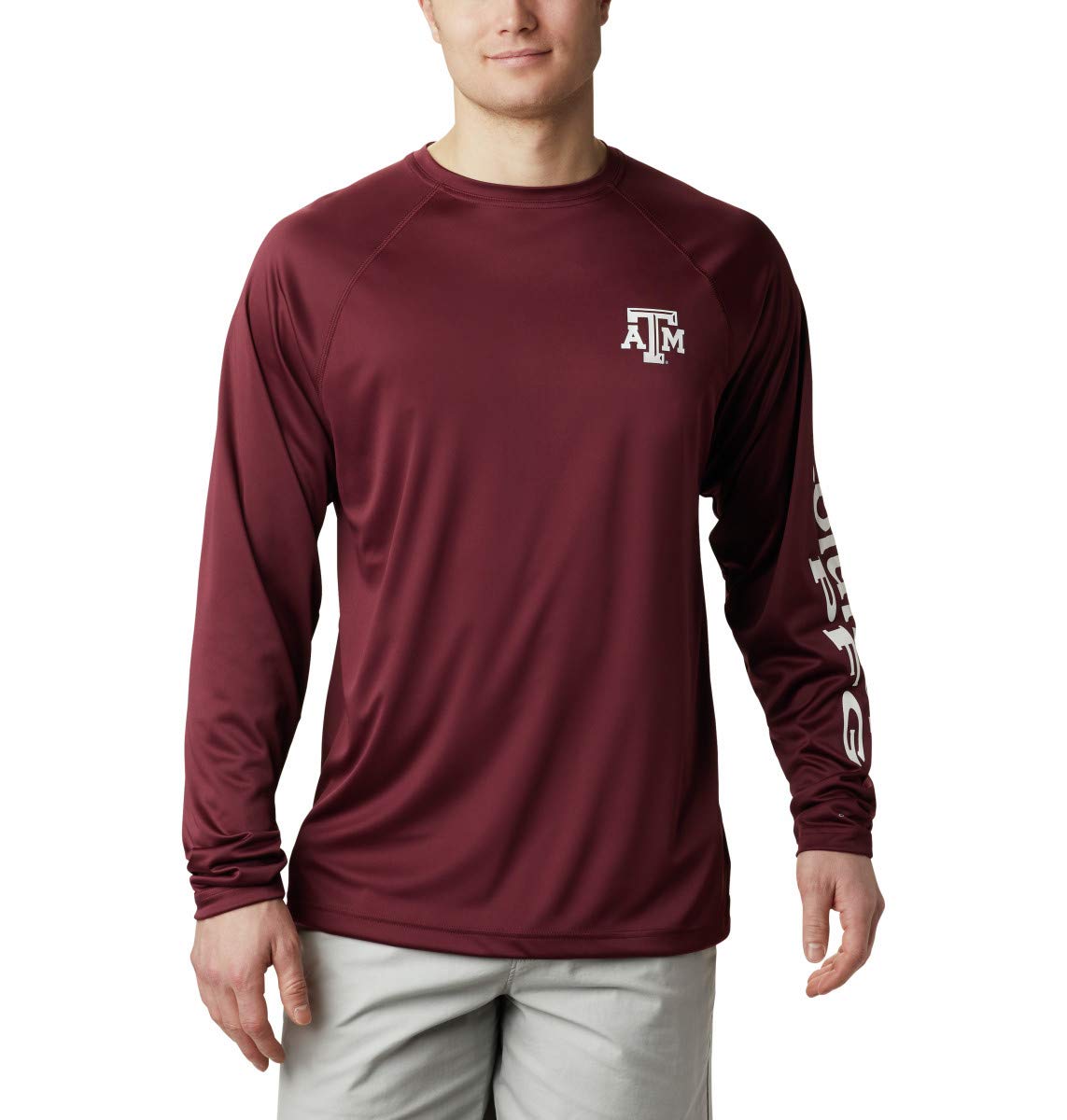 Columbia NCAA Texas A&M Aggies Men's Terminal Tackle Long Sleeve Shirt, 2X Big, TAM - Deep Maroon/White