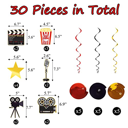 Movie Night Party Supplies Hanging Decorations - 30pcs Hollywood Movie Theme Party Decorations