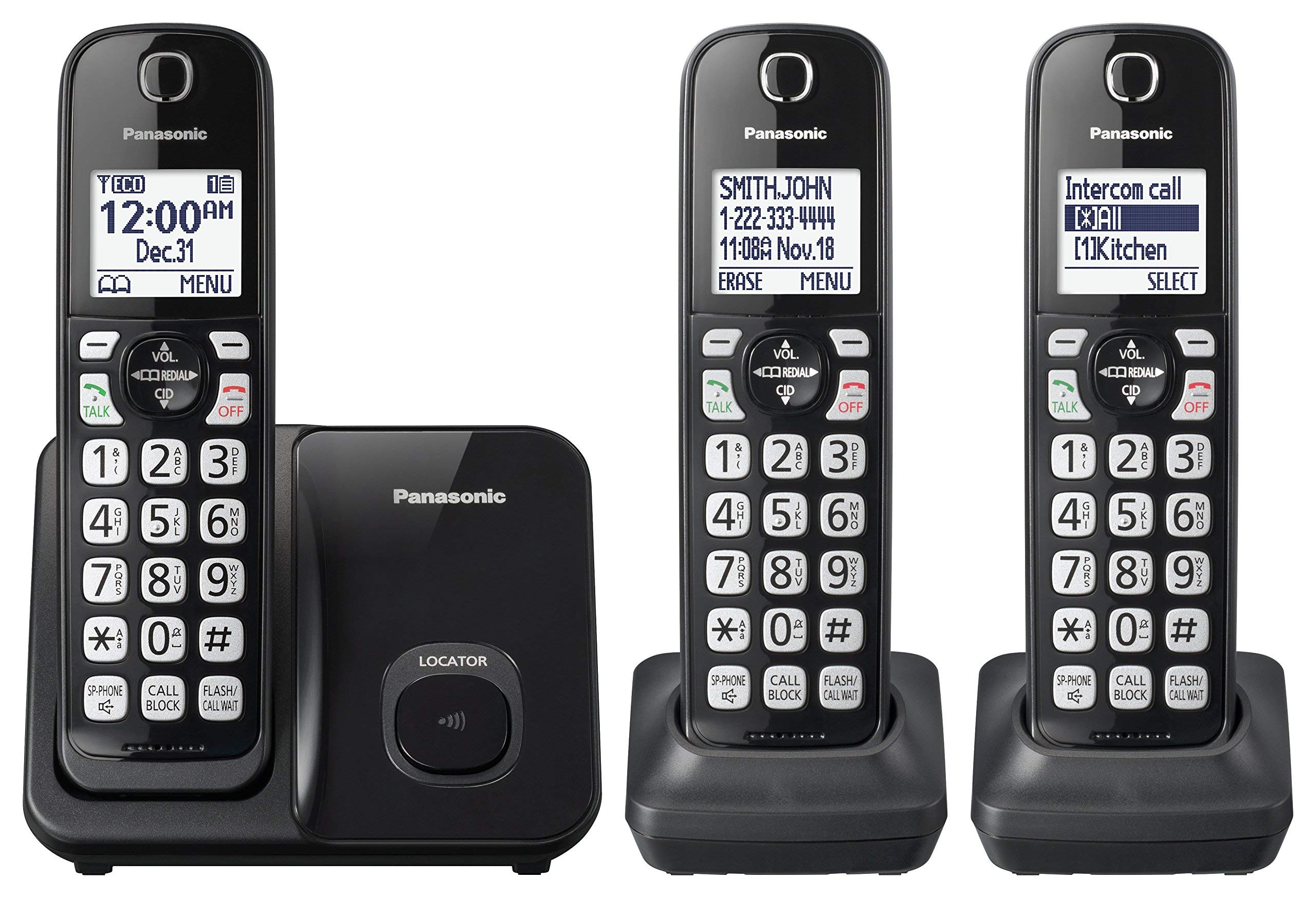 Panasonic KX-TGD513B Expandable Cordless Phone with Call Block - 3 Handsets (Renewed)