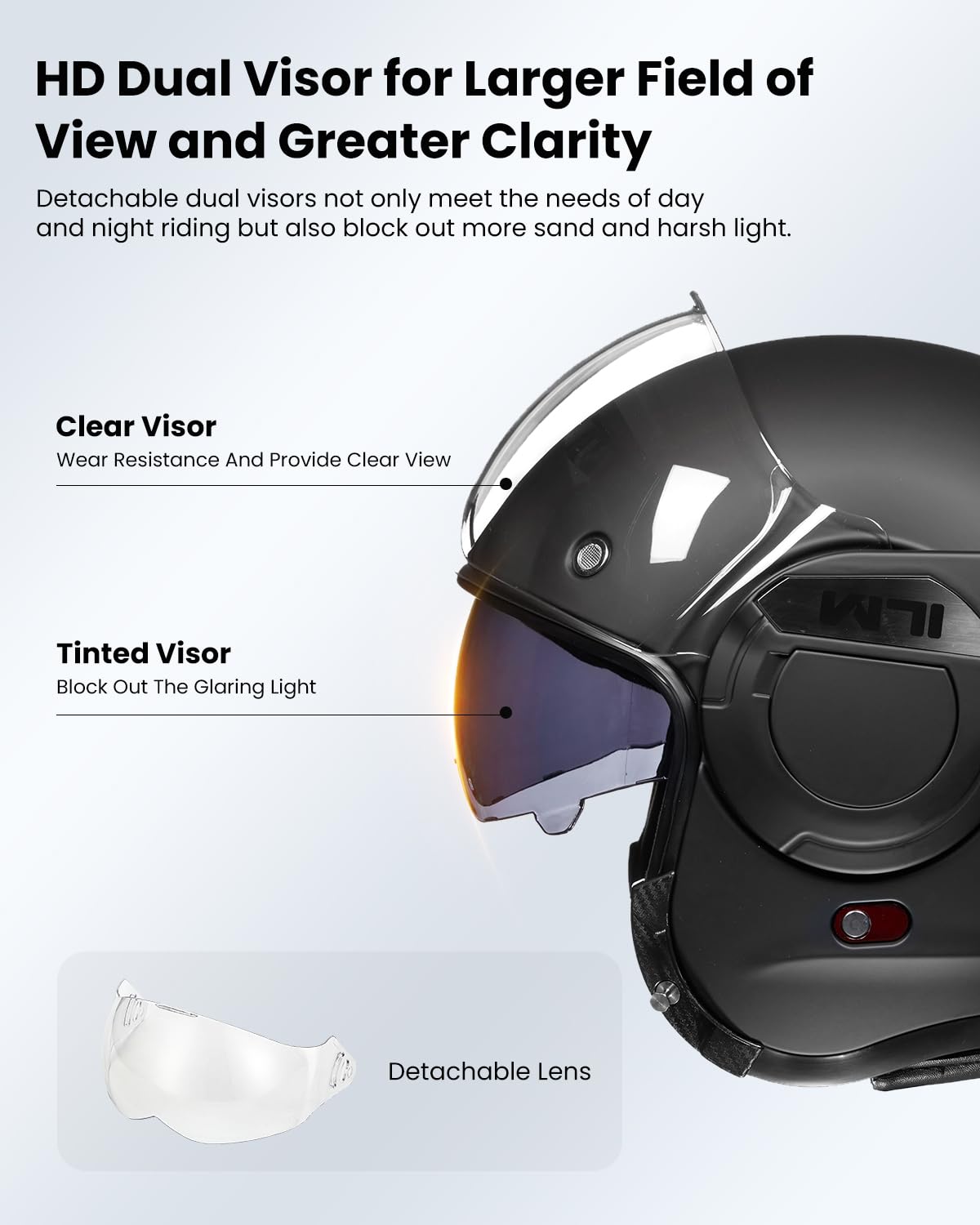 ILM Vintage Full Face Modular Motorcycle Helmet for Adults Men ATV UTV Snowmobile with 180° Reversible Chin Guard DOT Model-B707(Matte Black, L)