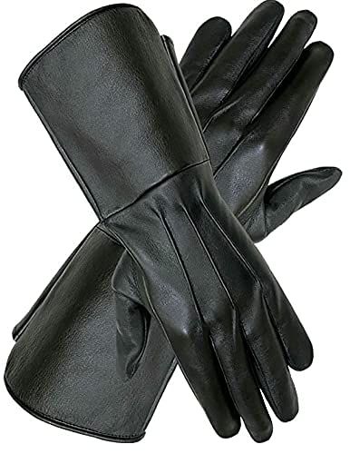 SI MEN'S MEDIEVAL RENAISSANCE UNLINED GAUNTLET GLOVES (LARGE, BLACK)