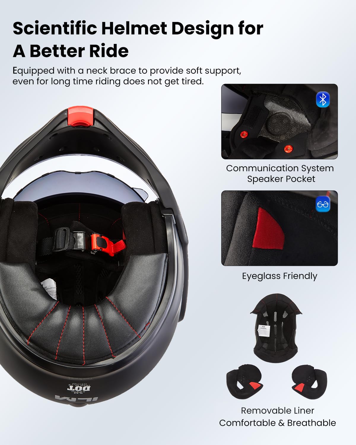 ILM Vintage Full Face Modular Motorcycle Helmet for Adults Men ATV UTV Snowmobile with 180° Reversible Chin Guard DOT Model-B707(Matte Black, L)