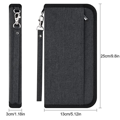 MUKEMUHE Travel Passport Holder Wallet Family Passport Documents Organizer with Upgrade All-round RFID Blocking for Family 6 Men & Women Black Large