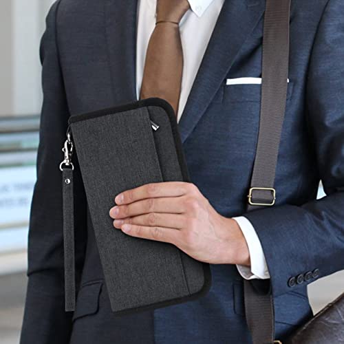 MUKEMUHE Travel Passport Holder Wallet Family Passport Documents Organizer with Upgrade All-round RFID Blocking for Family 6 Men & Women Black Large