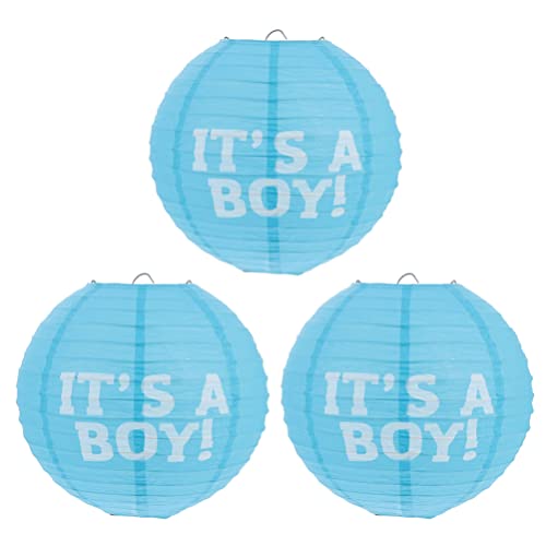 Gadpiparty Gender Reveal Hanging Ornament 3Pcs Party Paper Lanterns Baby Shower Lanterns Round Folding Lanterns Its a Boy Lanterns Birthday Party Hanging Decorations (Sky- Blue) Japandi Decor
