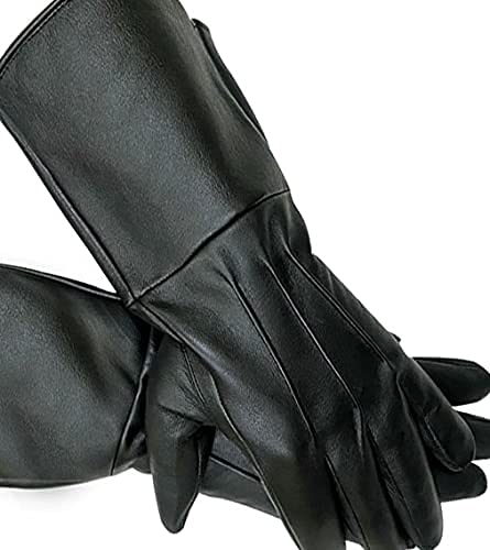 SI MEN'S MEDIEVAL RENAISSANCE UNLINED GAUNTLET GLOVES (LARGE, BLACK)
