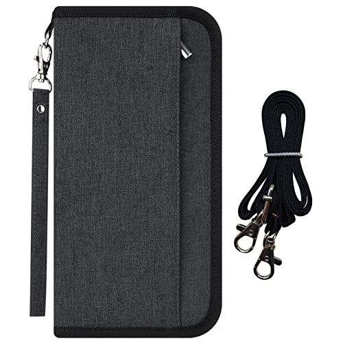 MUKEMUHE Travel Passport Holder Wallet Family Passport Documents Organizer with Upgrade All-round RFID Blocking for Family 6 Men & Women Black Large