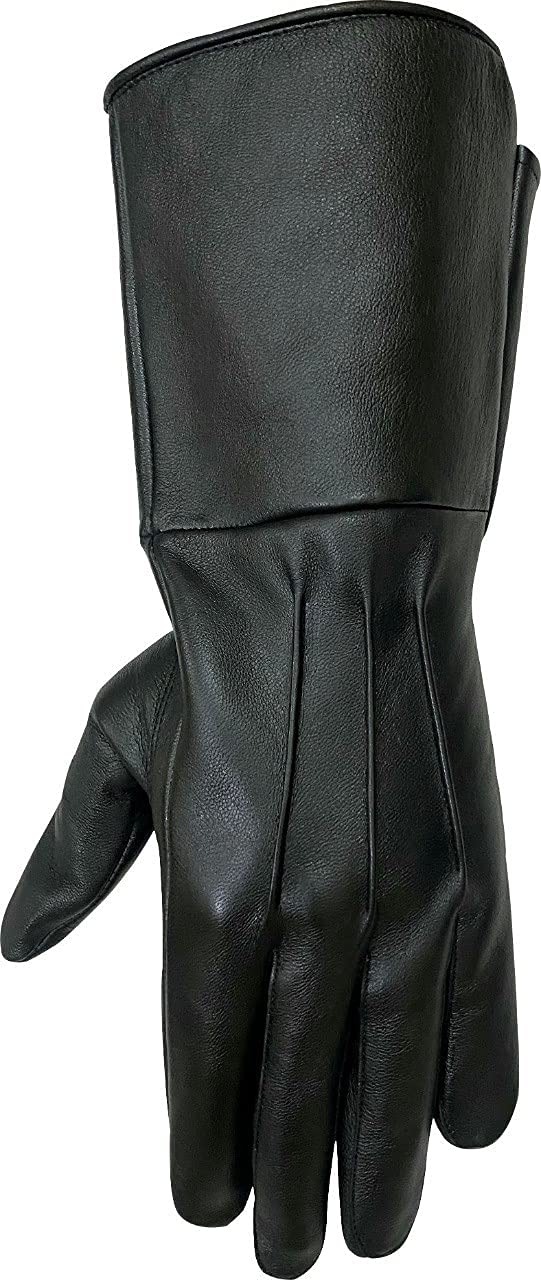 SI MEN'S MEDIEVAL RENAISSANCE UNLINED GAUNTLET GLOVES (LARGE, BLACK)