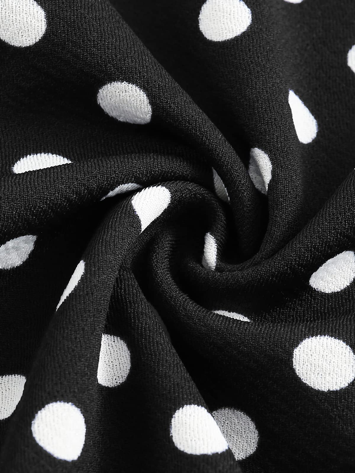 YATHON Women's Vintage Ruffle Floral Flared A Line Swing Casual Cocktail Party Dresses (S, YT001-Black Dot)