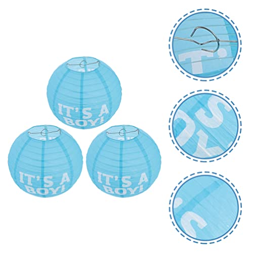 Gadpiparty Gender Reveal Hanging Ornament 3Pcs Party Paper Lanterns Baby Shower Lanterns Round Folding Lanterns Its a Boy Lanterns Birthday Party Hanging Decorations (Sky- Blue) Japandi Decor