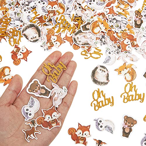 360 Pcs Woodland Confetti Baby Shower Table Decorations Animal Baby Shower Confetti Gender Reveal Confetti Woodland Baby Shower Confetti for Baby Shower Birthday Gender Reveal Party Supplies