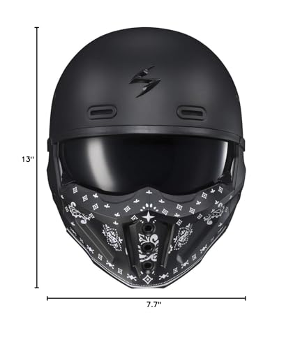 ScorpionEXO Covert X Optional Replacement DOT Approved Chin Cover for Covert X Helmets Mask Bandana (Matte Black)