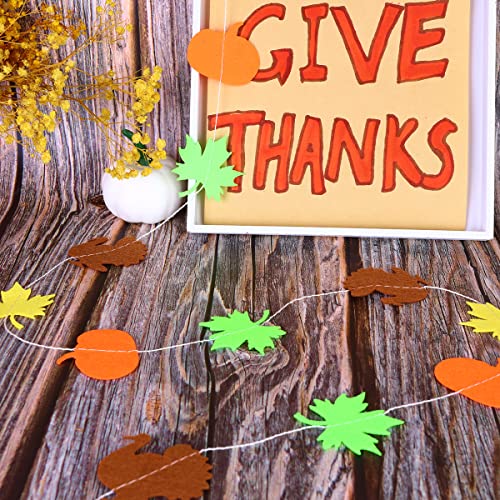 8 Pieces Thanksgiving Garland Felt, Fall Hanging Decorations, Pumpkin Maple Leaves Turkey Streamer for Give Thanks Autumn Harvest Party Supplies