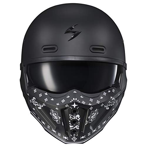 ScorpionEXO Covert X Optional Replacement DOT Approved Chin Cover for Covert X Helmets Mask Bandana (Matte Black)