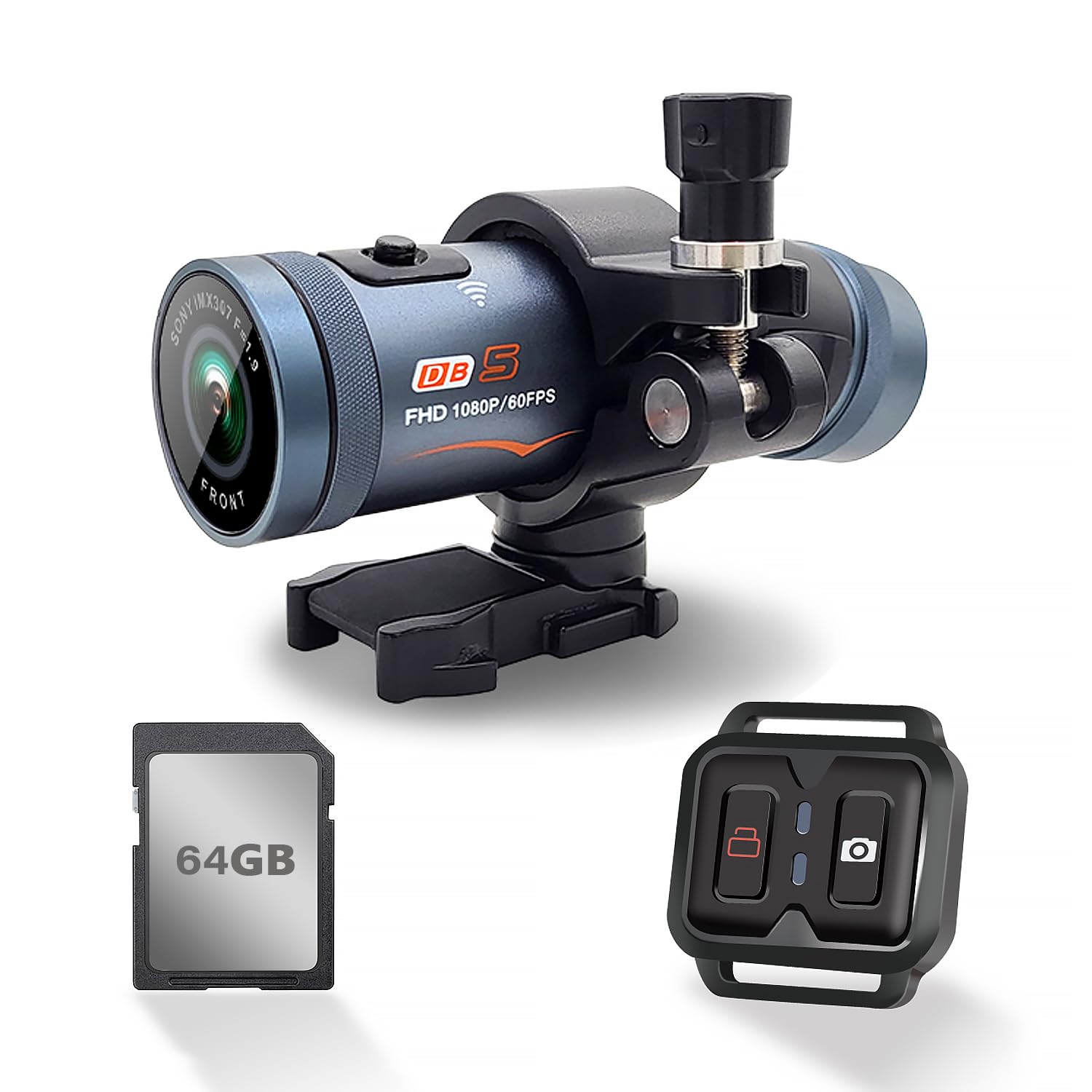 LKT Dual 2K Action Camera Dash Cam -Ideal for Motorcycle,Bicycle,Outdoor Sports - Helmet Camera Sports Camera with Front&Rear Camcorder, Remote Control&GPS,Built-in WiFi, Helmet Accessories