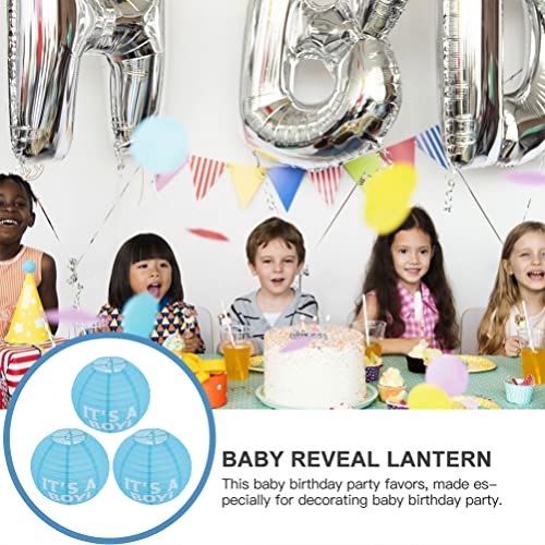 Gadpiparty Gender Reveal Hanging Ornament 3Pcs Party Paper Lanterns Baby Shower Lanterns Round Folding Lanterns Its a Boy Lanterns Birthday Party Hanging Decorations (Sky- Blue) Japandi Decor