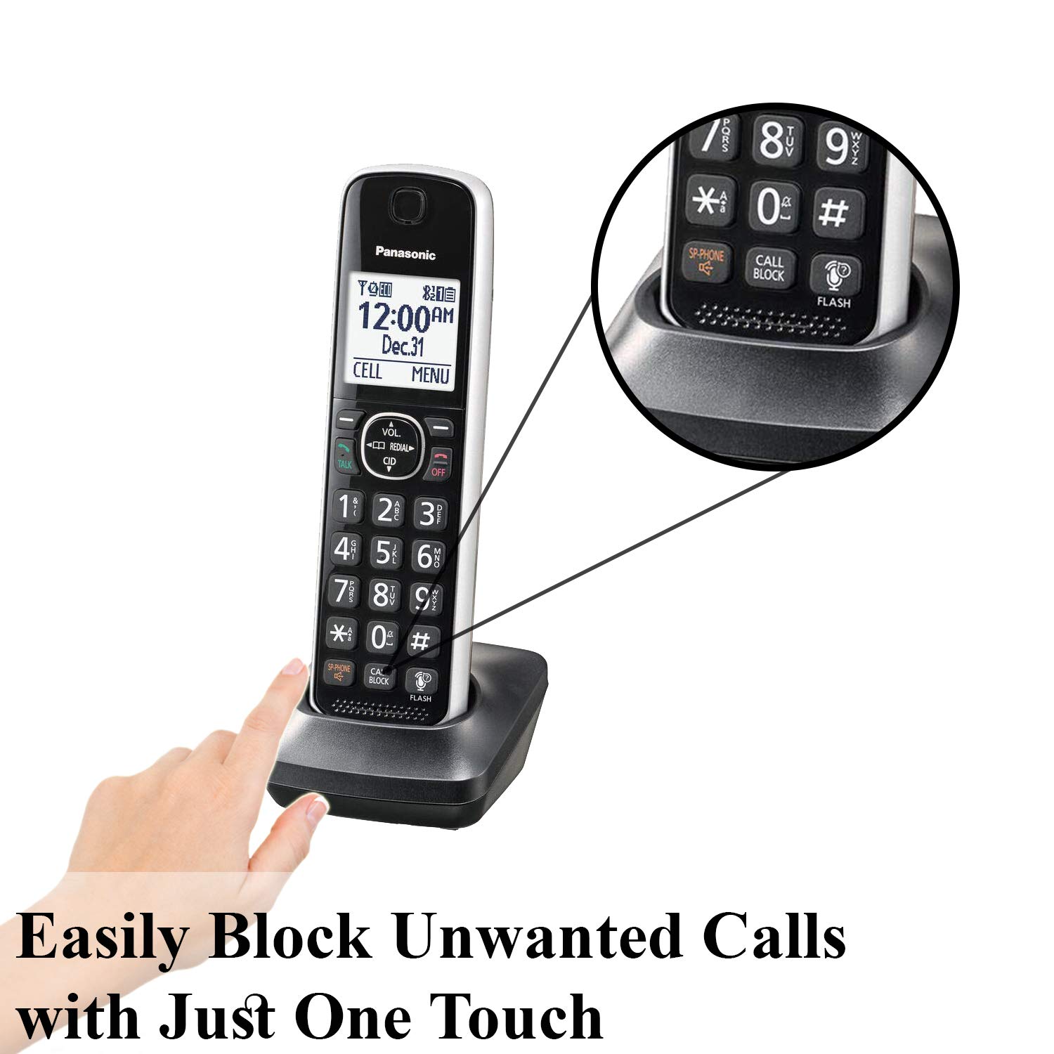 Panasonic KX-TGFA61B ( Handset Only ) Additional Digital DECT 6.0 Cordless Handset for KX-TG885SK and KX-TGF670 Series - (Renewed)