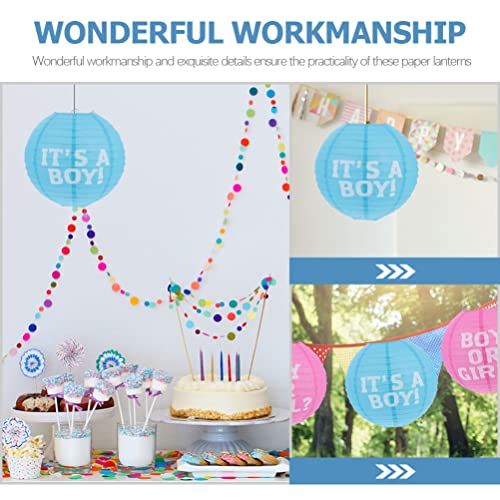 Gadpiparty Gender Reveal Hanging Ornament 3Pcs Party Paper Lanterns Baby Shower Lanterns Round Folding Lanterns Its a Boy Lanterns Birthday Party Hanging Decorations (Sky- Blue) Japandi Decor