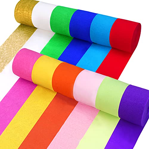 12 Different Colors Crepe Paper Roll Party Streamers for Birthday Decorations Pink Gold and 10 Other Crepe Streamers for Making DIY 984ft Long Birthday Streamers