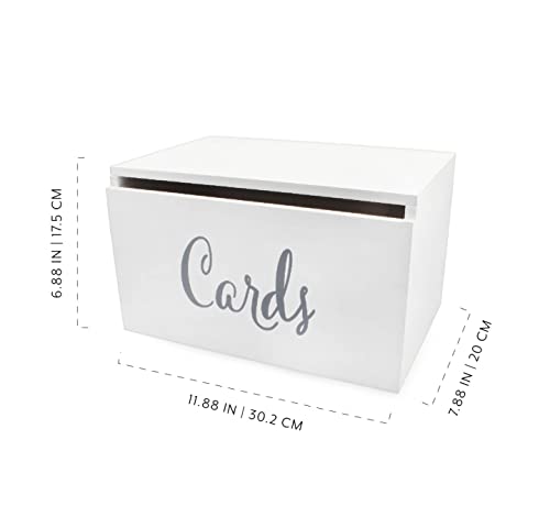 Darware Wooden Wedding Card Box for Reception, White Decorative Card Receiving Box for Birthdays, Showers, Graduations and More