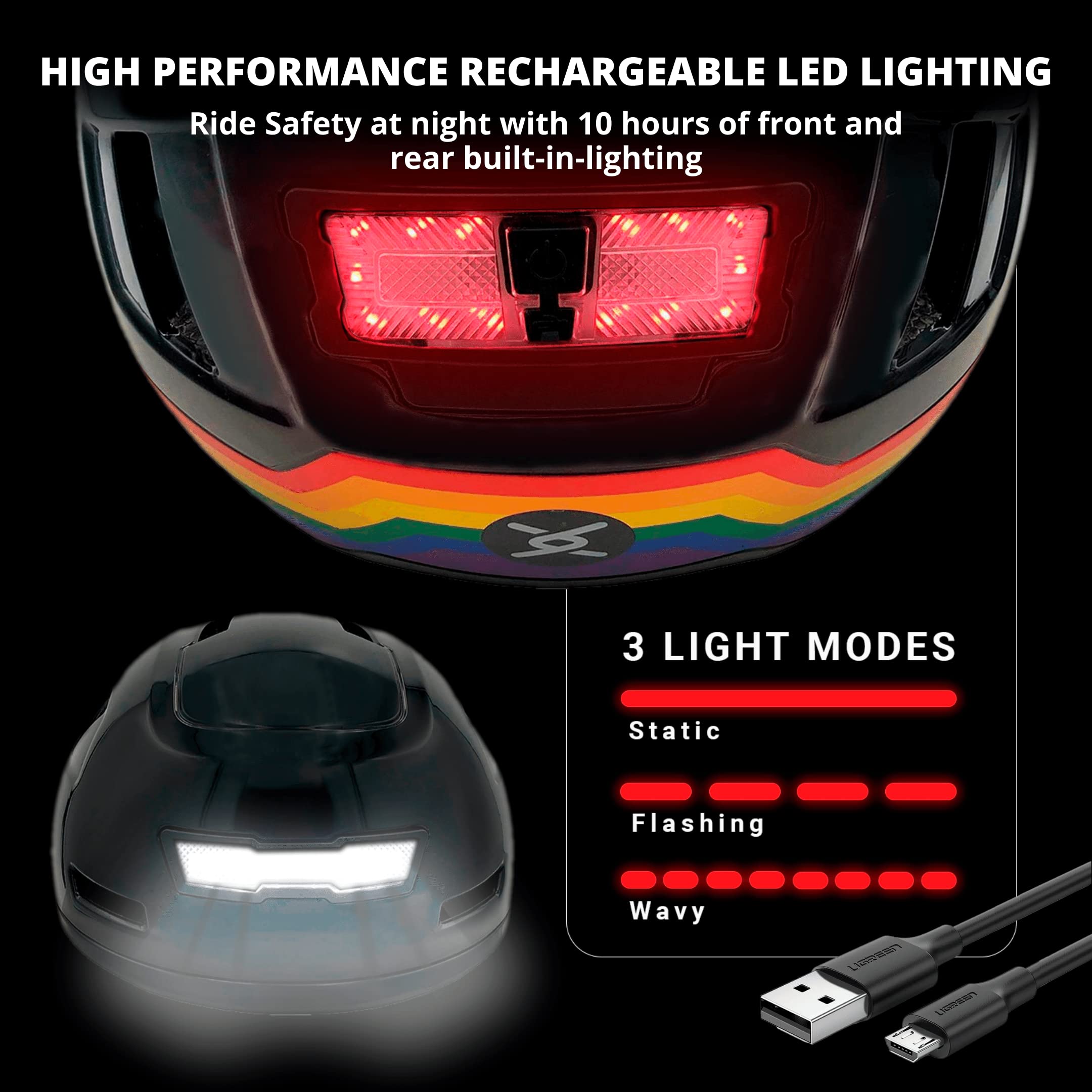 XNITO Bike Helmet with LED Lights - Urban Bicycle Helmet for Adults, Men & Women - CPSC & NTA-8776 Dual Certified - Class 3 E-Bikes, Scooters, Onewheel, Commuter, Mountain