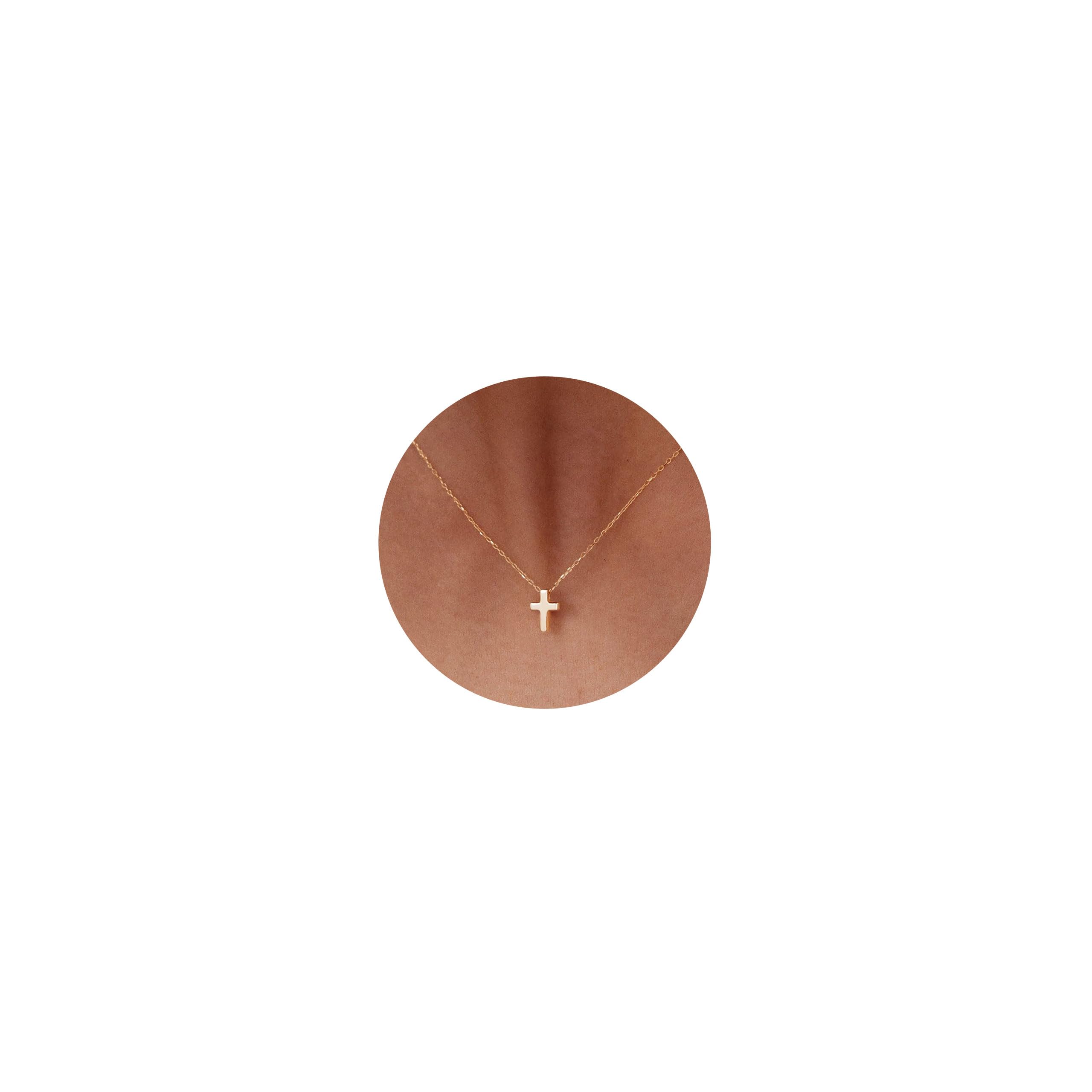 HANLI Cross Necklace for Women, 14k Gold/Silver Plated Dainty Simple Tiny Cross Necklace