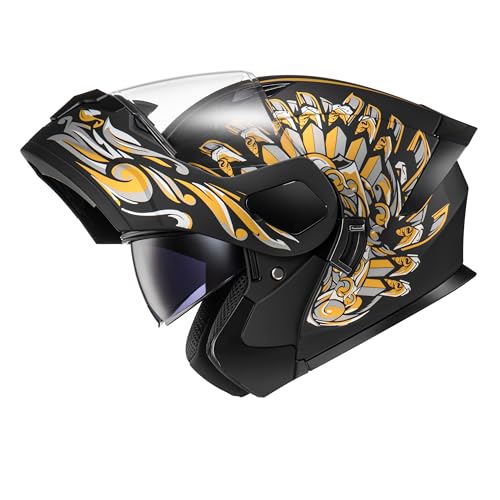 KYPARA Motorcycle Dual Visor Flip up Modular Full Face Helmet with DOT Certification of Impressionism (M, Michael.Matt)