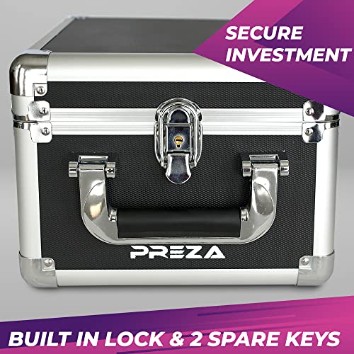 PREZA Trading Card Case - Graded Card Storage Box Display - Slab Case for Sports Card Collection Compatible with PSA and BGS (Black/Silver)