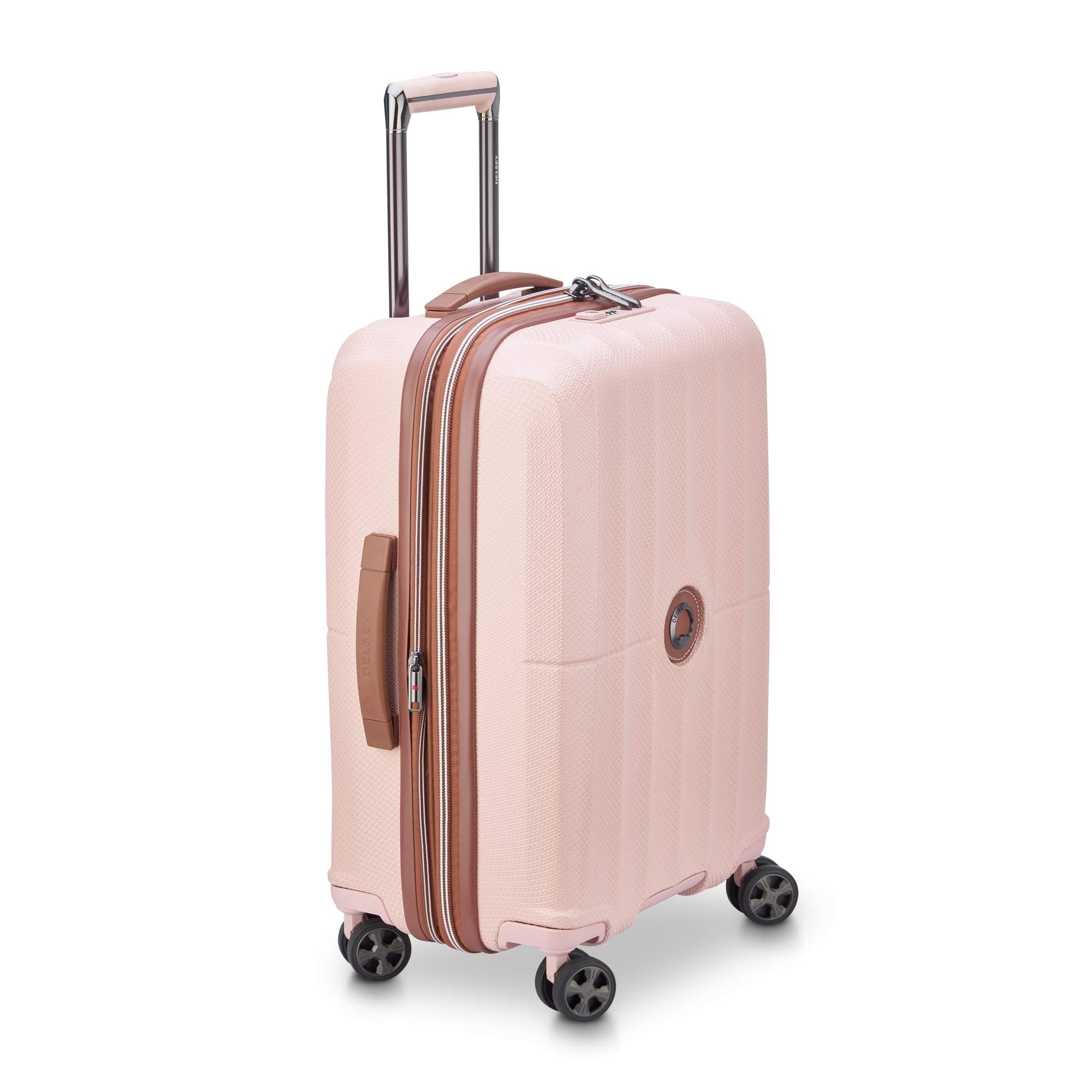 DELSEY PARIS St. Tropez Hardside Expandable Luggage with Spinner Wheels, Pink, Checked-Large 28 Inch