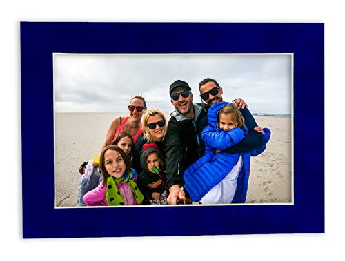 8x10 Frame Mat for 5x7 Photo - Royal Blue Suede Picture Matboard for Frames Measuring 8 x 10 Inches - Bevel Cut Matte to Display Art Measuring 5 x 7 Inches - Acid Free ONE MAT