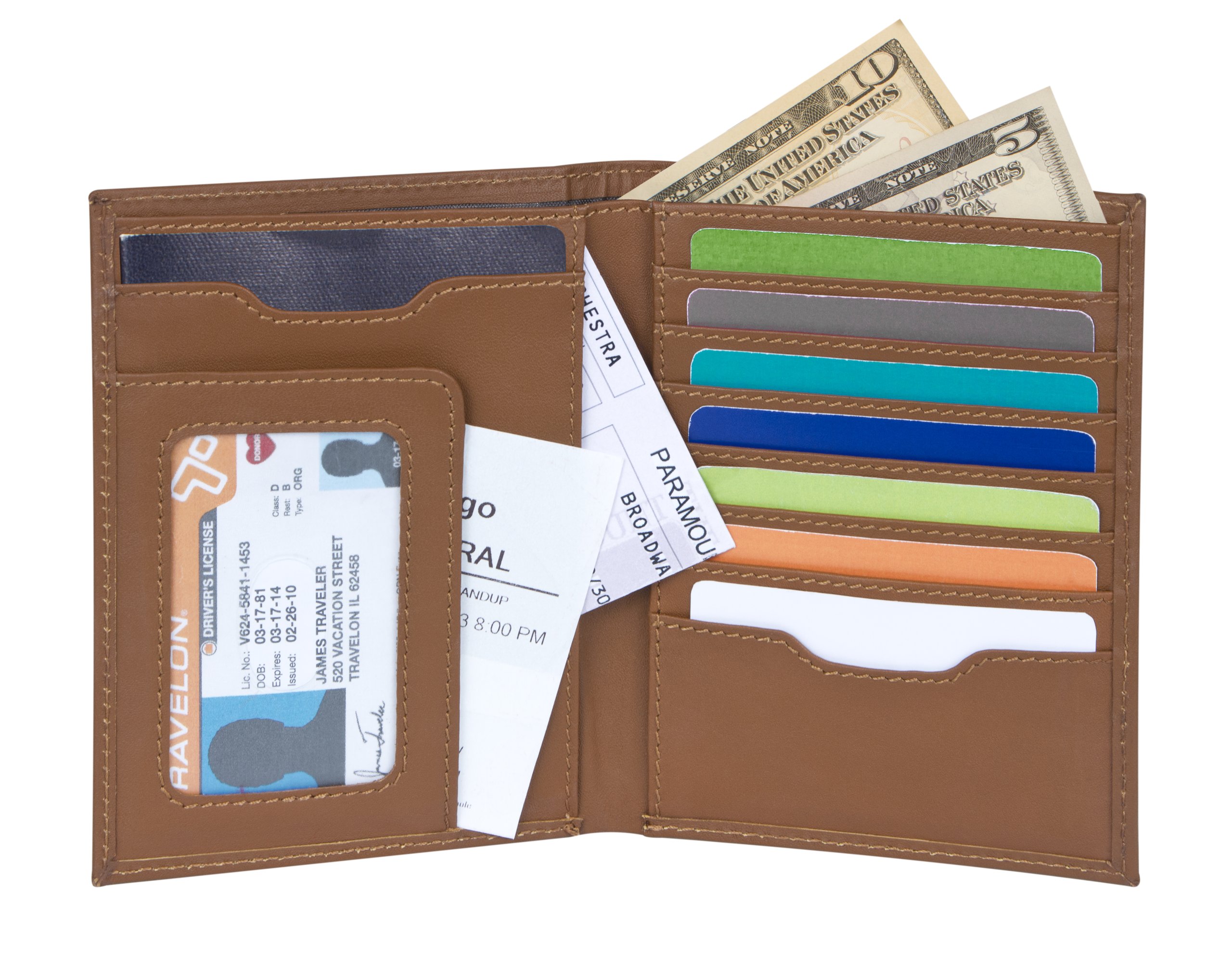 Travelon Safe Id Leather Passport Wallet, Saddle, One Size