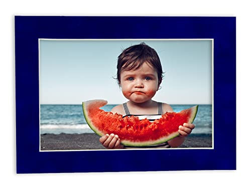 8x10 Frame Mat for 5x7 Photo - Royal Blue Suede Picture Matboard for Frames Measuring 8 x 10 Inches - Bevel Cut Matte to Display Art Measuring 5 x 7 Inches - Acid Free ONE MAT