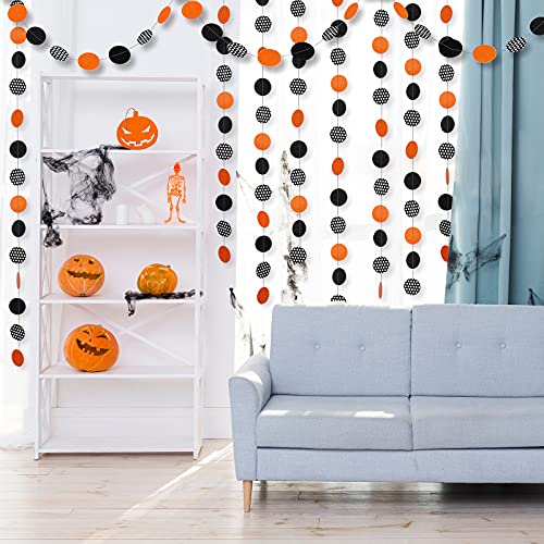 Glitter Black Orange White Dot Circle Garland Halloween Hanging Decoration Haunting Banner Devil Backdrop Demon Decor for Bday/Birthday Sweet 16