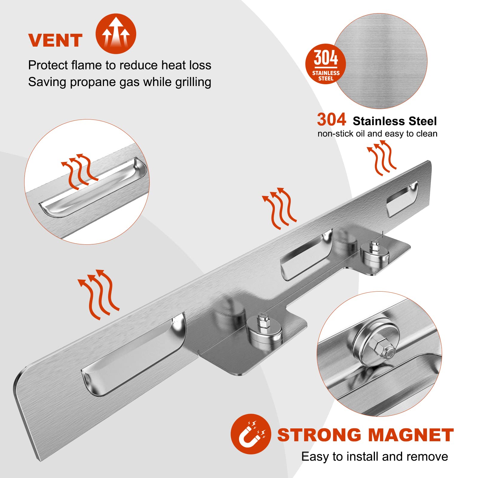 Demao Wind Guard for Blackstone Griddle 28 Inch, Griddle Accessories Fit for Blackstone Grills, Magnetic Wind Screen for Blackstone Griddle to Protect Flame, Hold Heat, Gas Saving